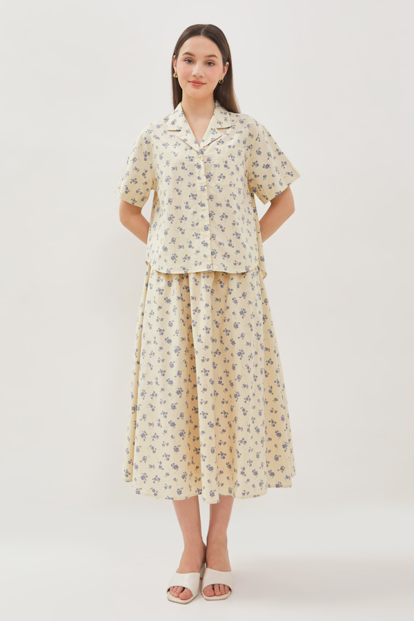 MINIMAL - Morisey - Kemeja Motif Bunga - Beige – Minimal Store ID