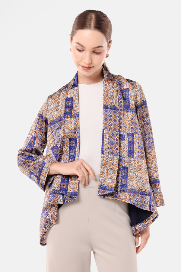 MINIMAL - Malika - Cardigan Motif Tenun Bunga - Navy – Minimal Store ID