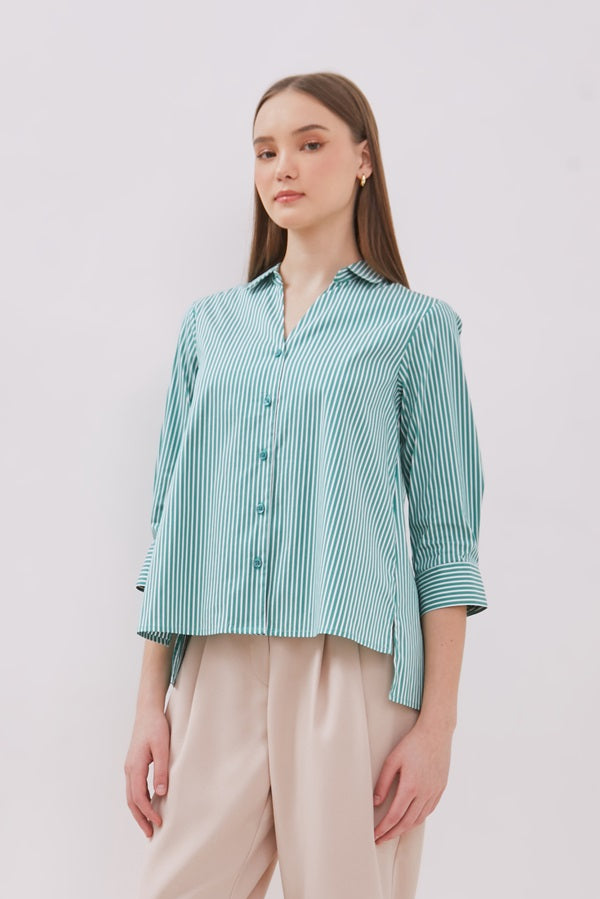 Daena Stripe Shirt - Green – Minimal Store ID