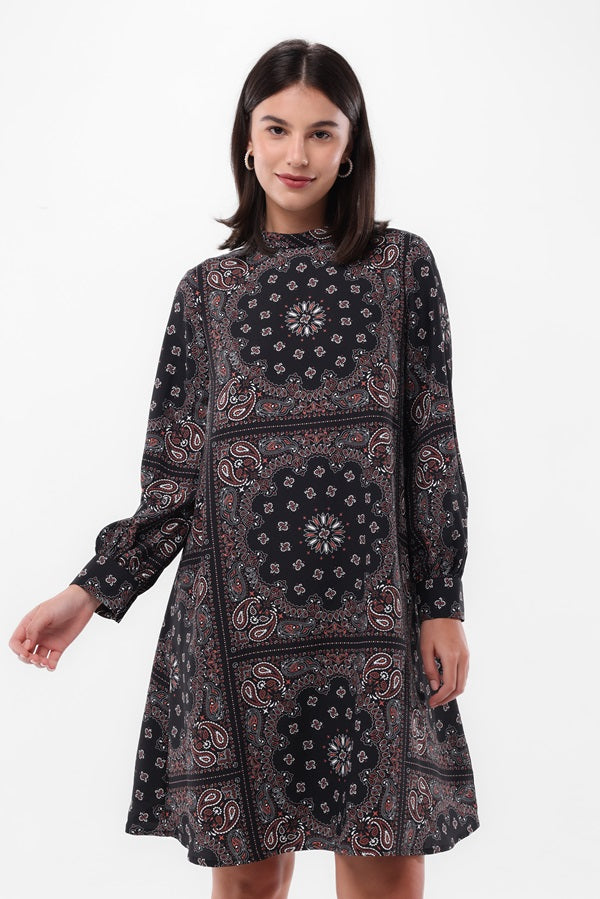 MINIMAL - Mink - Dress Motif Paisley - Black – Minimal Store ID